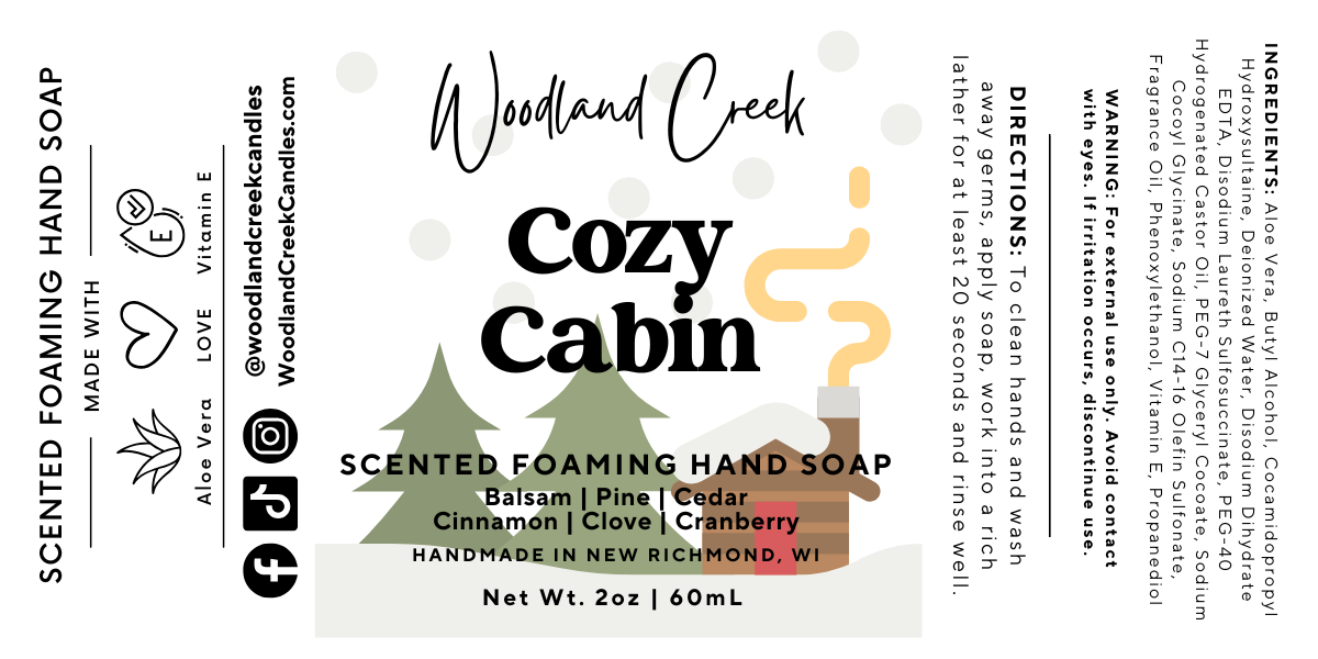 Cozy Cabin Scented Foaming Hand Soap – Woodland Creek Candles and ...